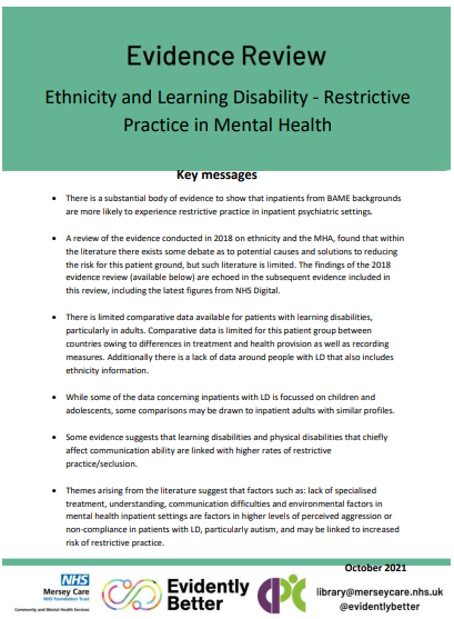 Ethnicity and Learning Disability - Restrictive Practice in Mental ... Ethnicity and Learning Disability - Restrictive Practice in Mental ...